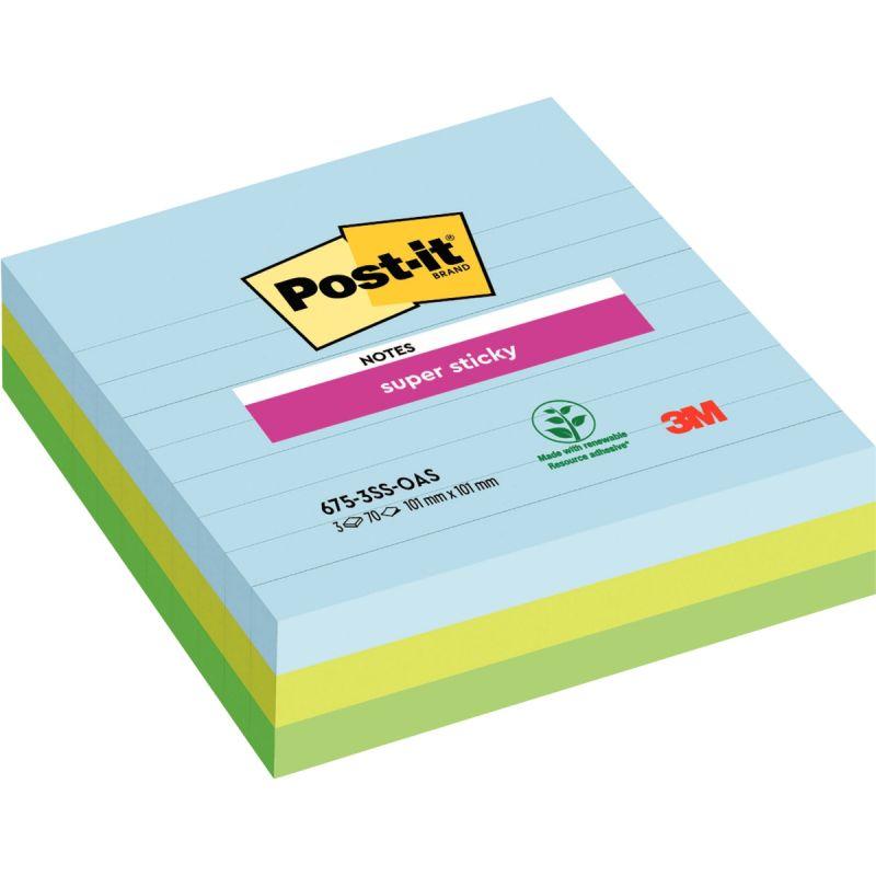 Paquet de 3 blocs Notes Super Sticky post-it de 70 feuilles lignées ...
