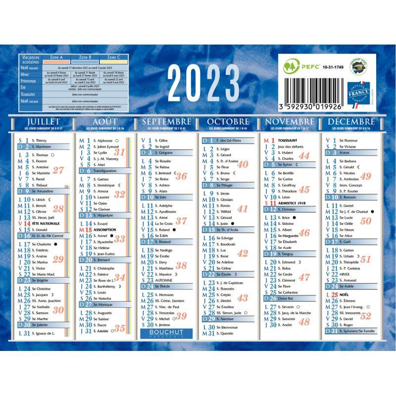 Calendrier 6 mois recto/verso bleu | Office DEPOT