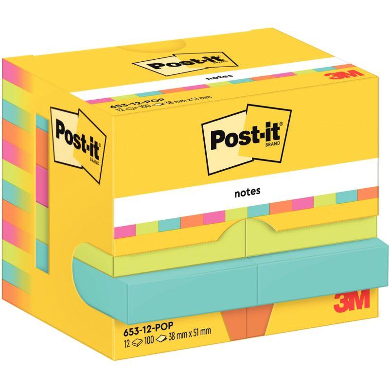 Paquet de 12 blocs notes de 100 feuilles adhesives Post-it 38 x 51 mm ...